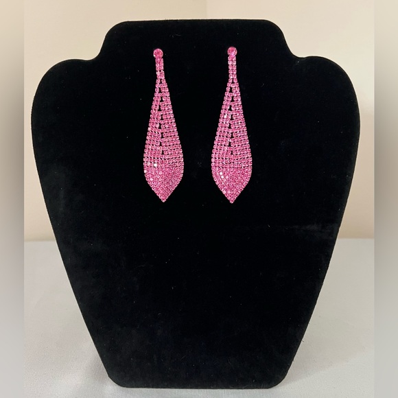 Jewelry | New Hot Pink Rhinestone Teardrop Earrings | Poshmark